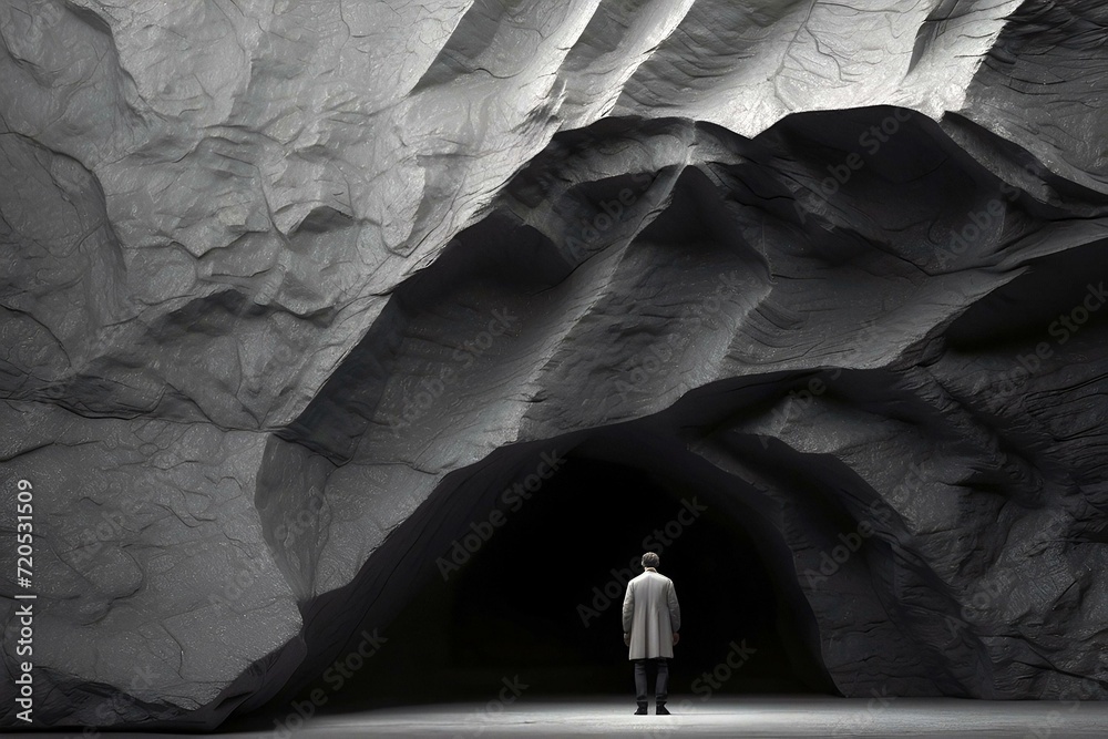 Into the unknown concept, facing challenges, leap of faith, entering ...