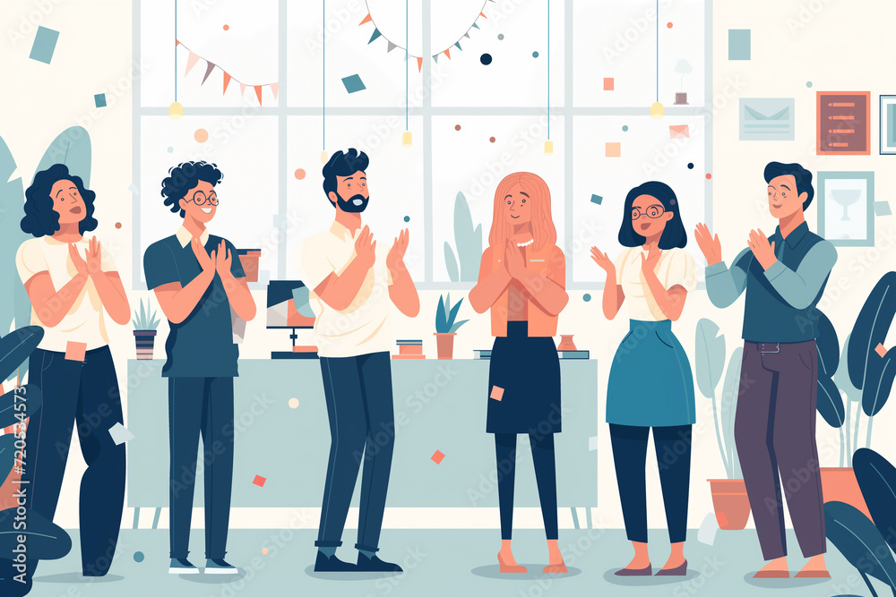 Illustration image capturing the moment of employee recognition with ...