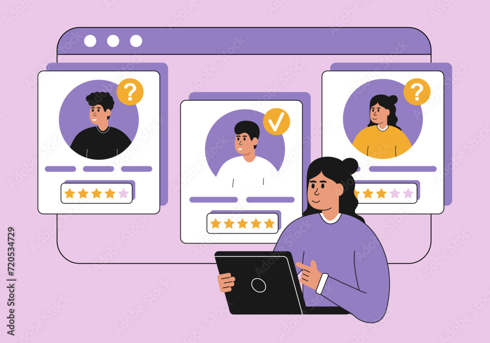 Hiring illustrations. Hr managers searching new employee, reading CV ... Hiring illustrations. Hr managers searching new employee, reading CV ...