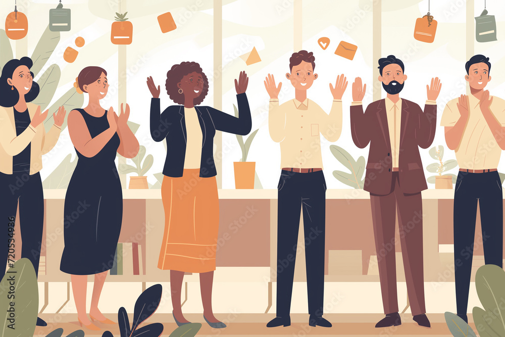Illustration image capturing the moment of employee recognition with ...