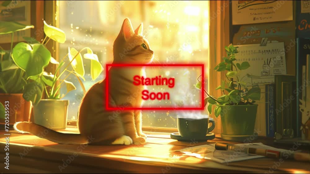 Serene Cat at Golden Hour: Animated Twitch Screens for OBS - Starting ...