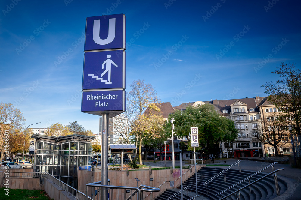 Picture of a the sign indicating a station of the U-Bahn system of ...