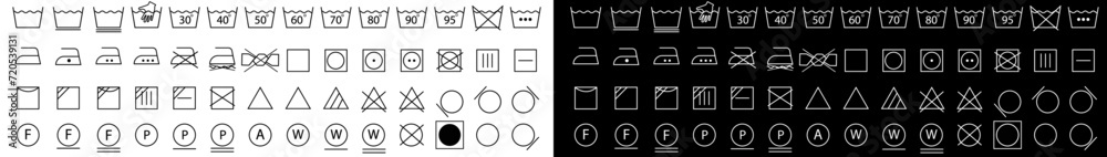 Washing symbols set vector. Laundry icons collection. Garment care ...