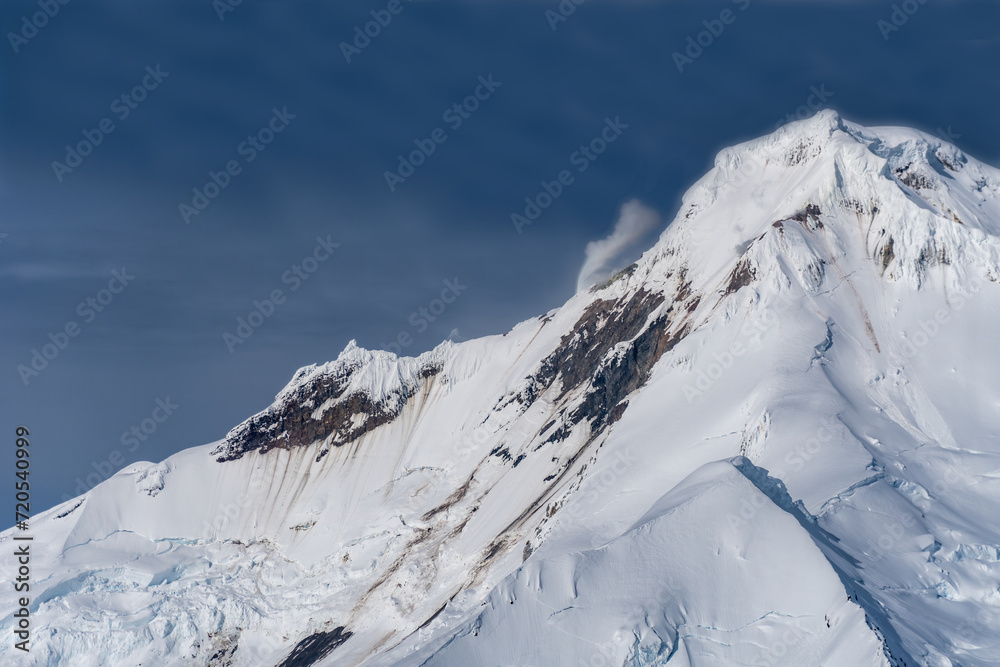 Iliamna Volcano summit crater with active vents. Lake Clark National ...