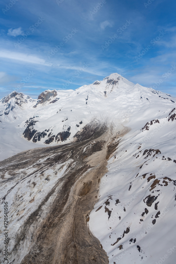 View of southeast flank of Iliamna Volcano showing debris avalanche ...