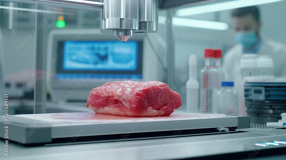 Laboratory Grown Artificial Meat Concept Showcasing The Future Of Food With Cultured Beef A