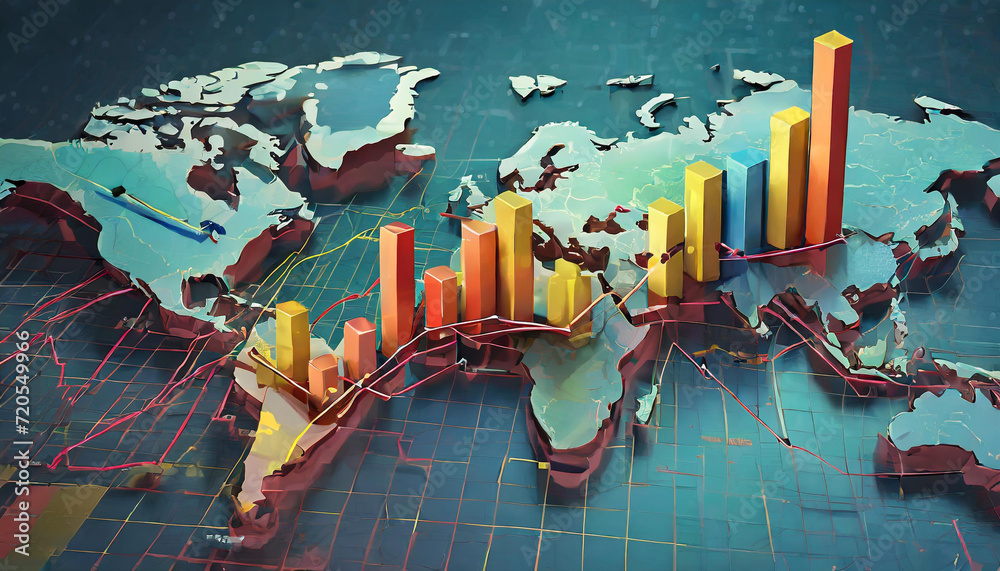 business graph on world map, E commerce graph on world map. Stock ...