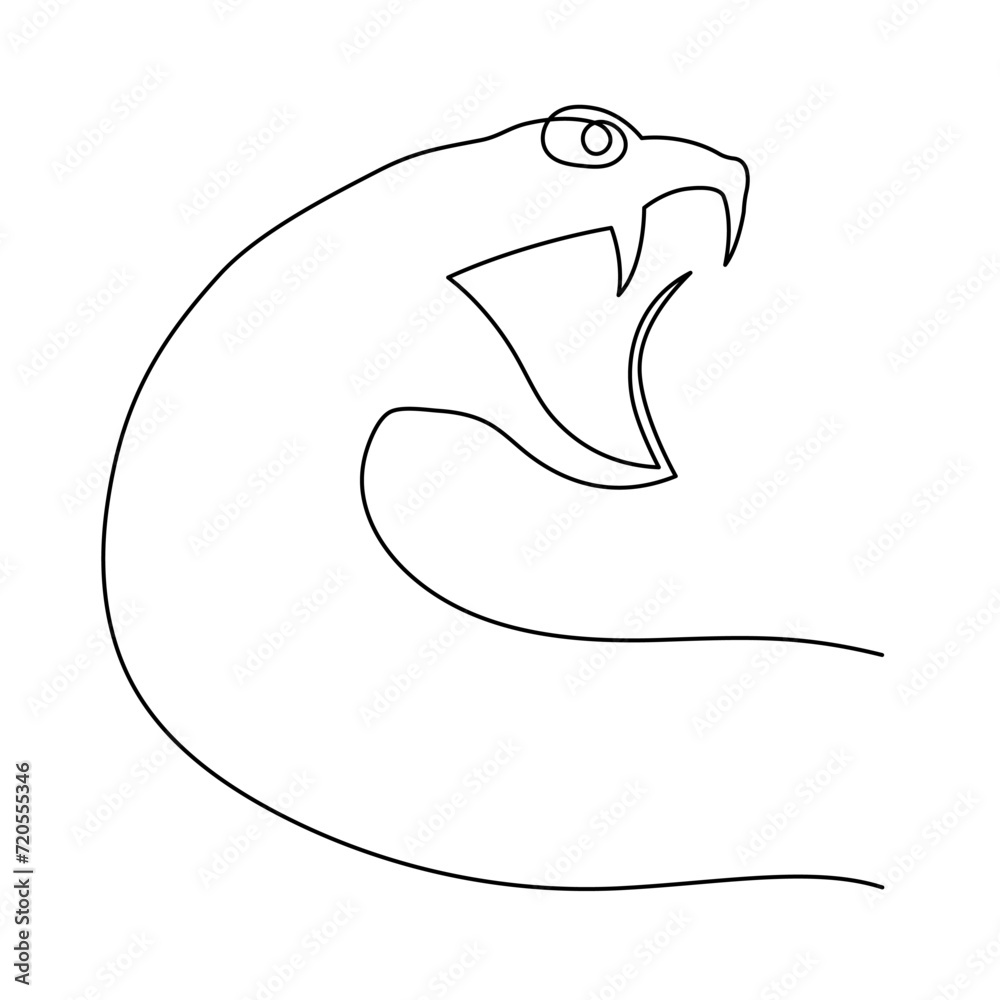 Snake one line art,hand drawn continuous drawing contour,symbol of new ...