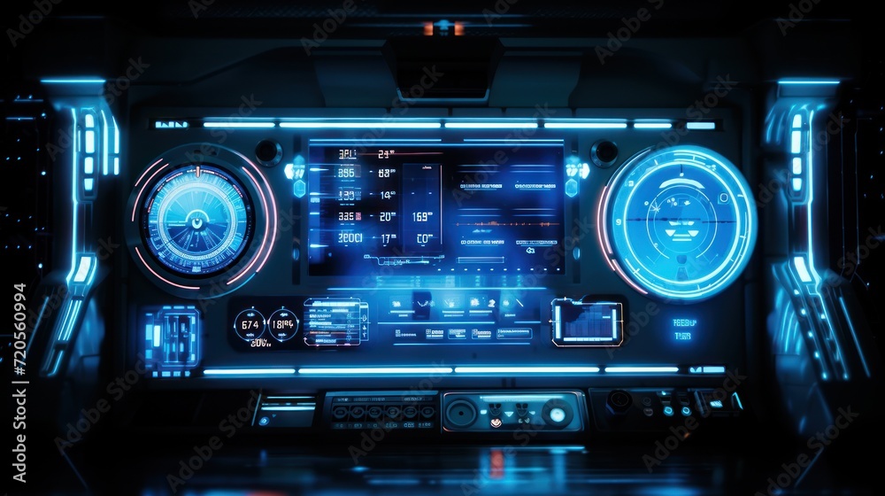 Futuristic spaceship control panel interface. Spacecraft digital ...
