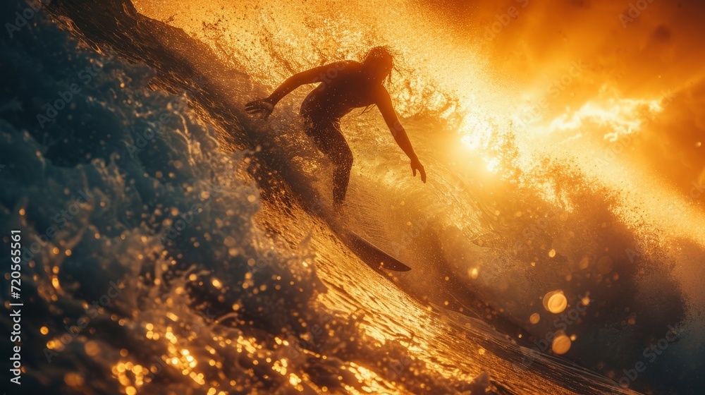 Witness an exhilarating moment as a surfer expertly performs complex ...