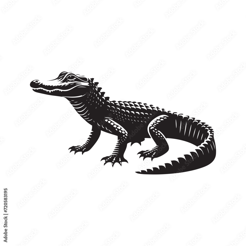 Vecteur Stock Reptilian Riddles: Alligator Silhouettes Posing ...