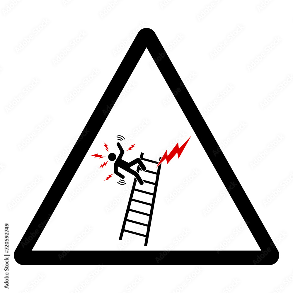 Electrocution Hazard Keep Ladder Away From Power Lines And Live ...
