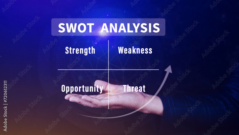 SWOT analysis concept, Businessman drawing swot analysis strategy ...