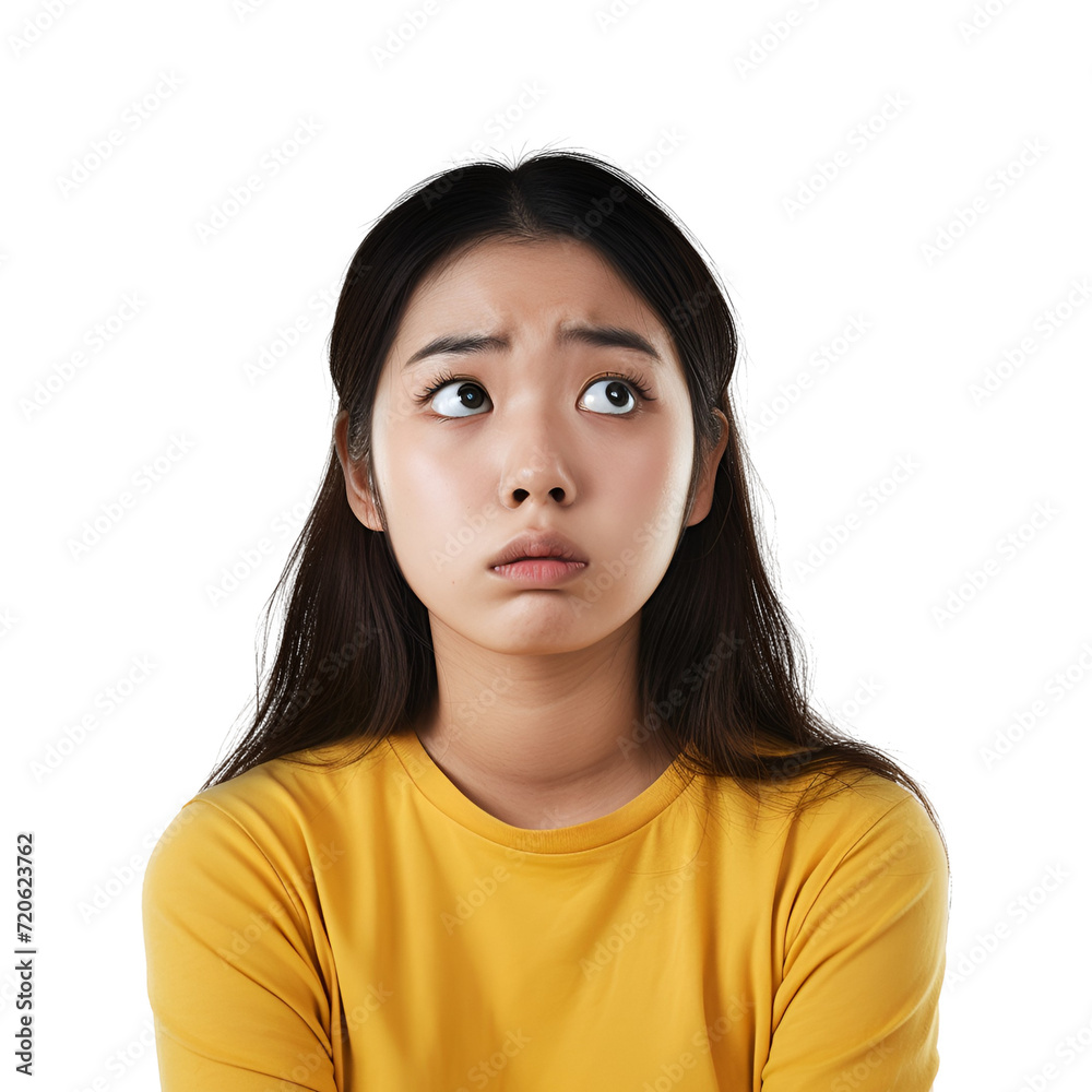 Illustration of a Troubled Young Female of Asian Descent, Isolated on ...