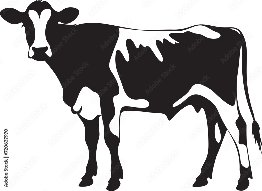 Wholesome Farm Charm Cow Vector Illustration for Logos Elegant Grazing ...