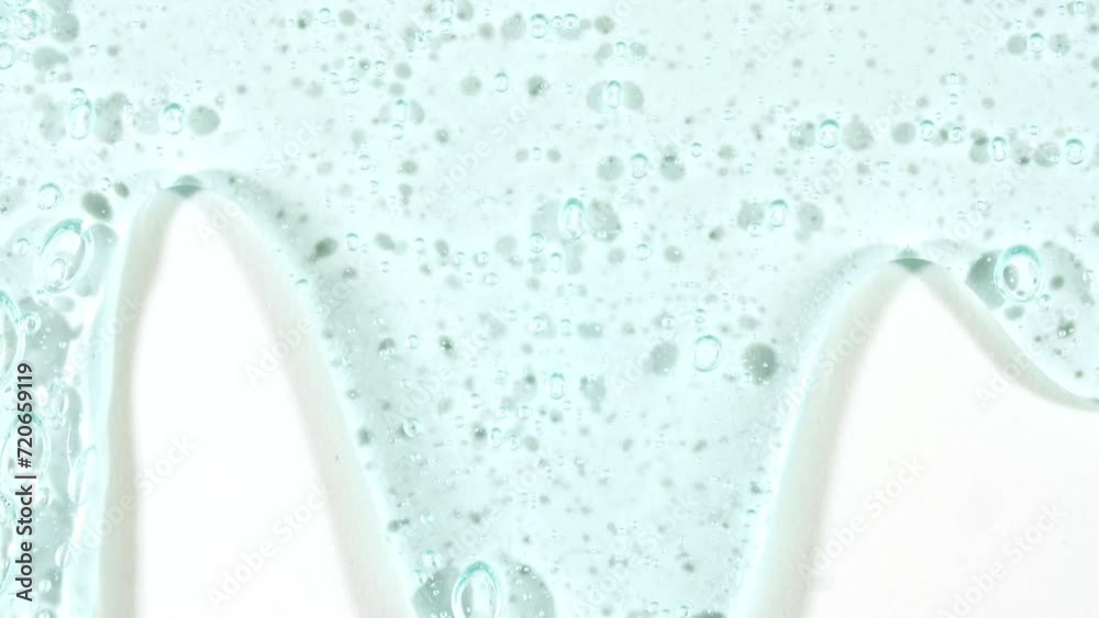 Cosmetic Gel Fluid With Molecule Bubbles Flowing On The Plain White ...
