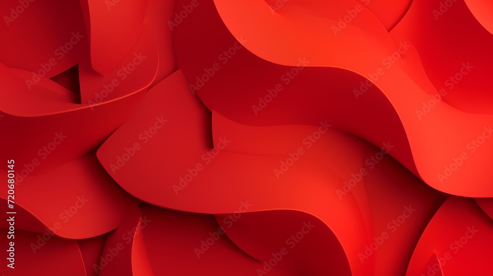 Red background with interlocking, curved geometric shapes, casting ...