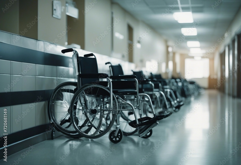 Wheelchairs in the hospital Wheelchairs waiting for patient services ...