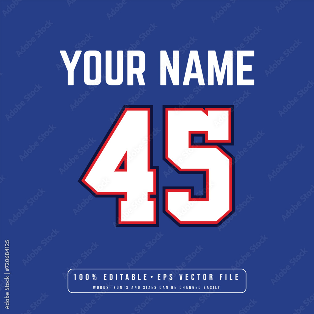 Jersey number, basketball team name, printable text effect, editable ...