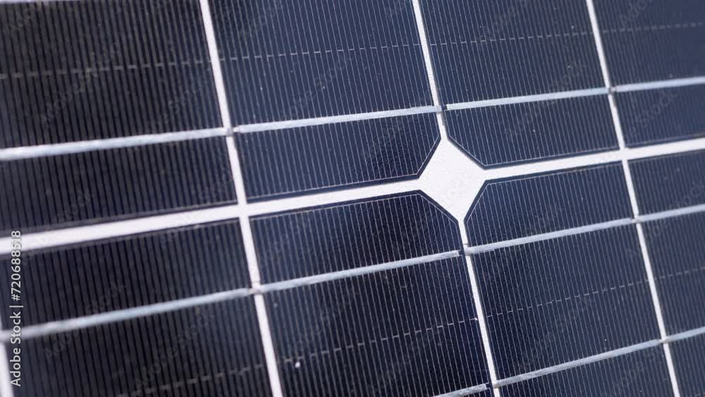 Vidéo Stock Close up, Surface of a Photovoltaic Solar Panel in Rays of ...