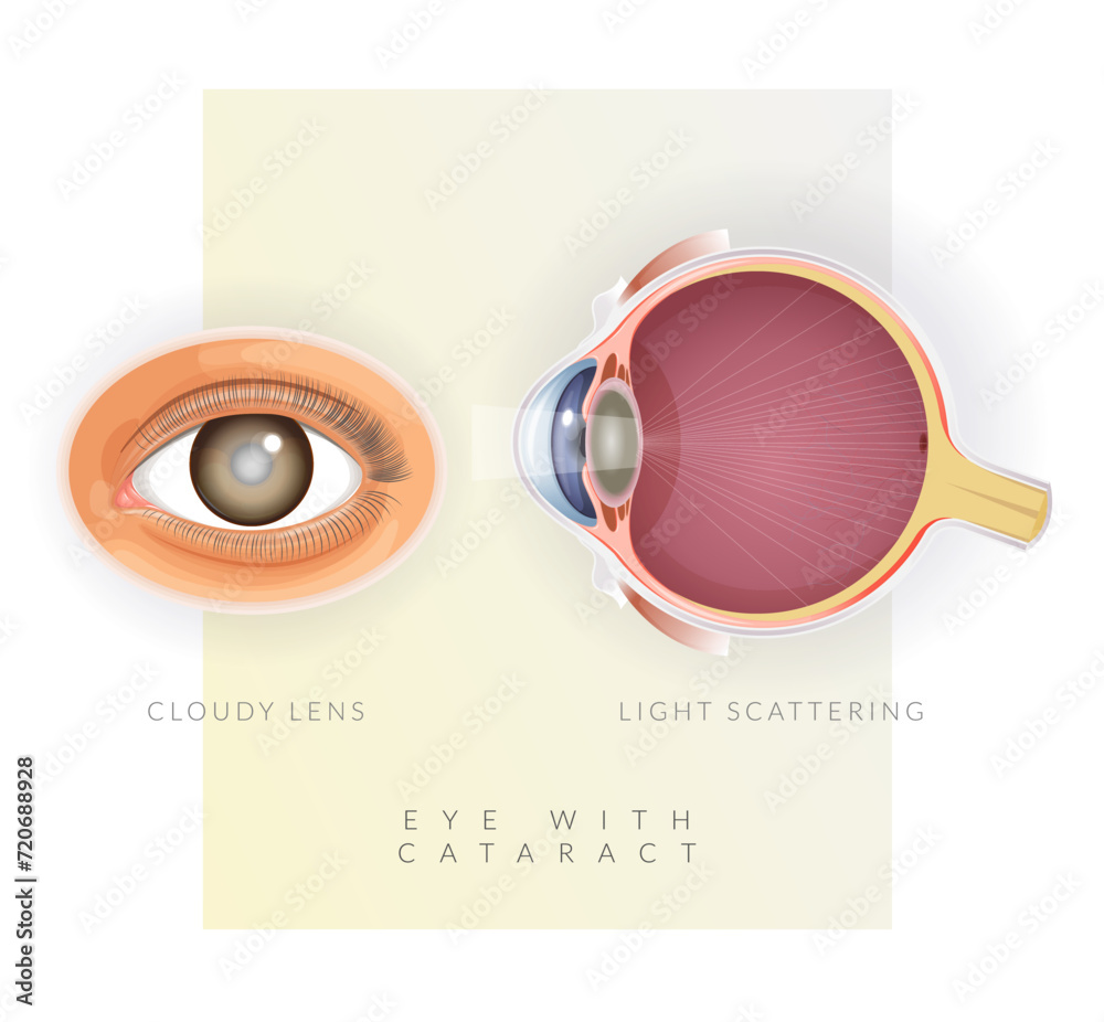 Poster Human Eye with Cataract - Cloudy Lens - Illustration – Wall Art ...