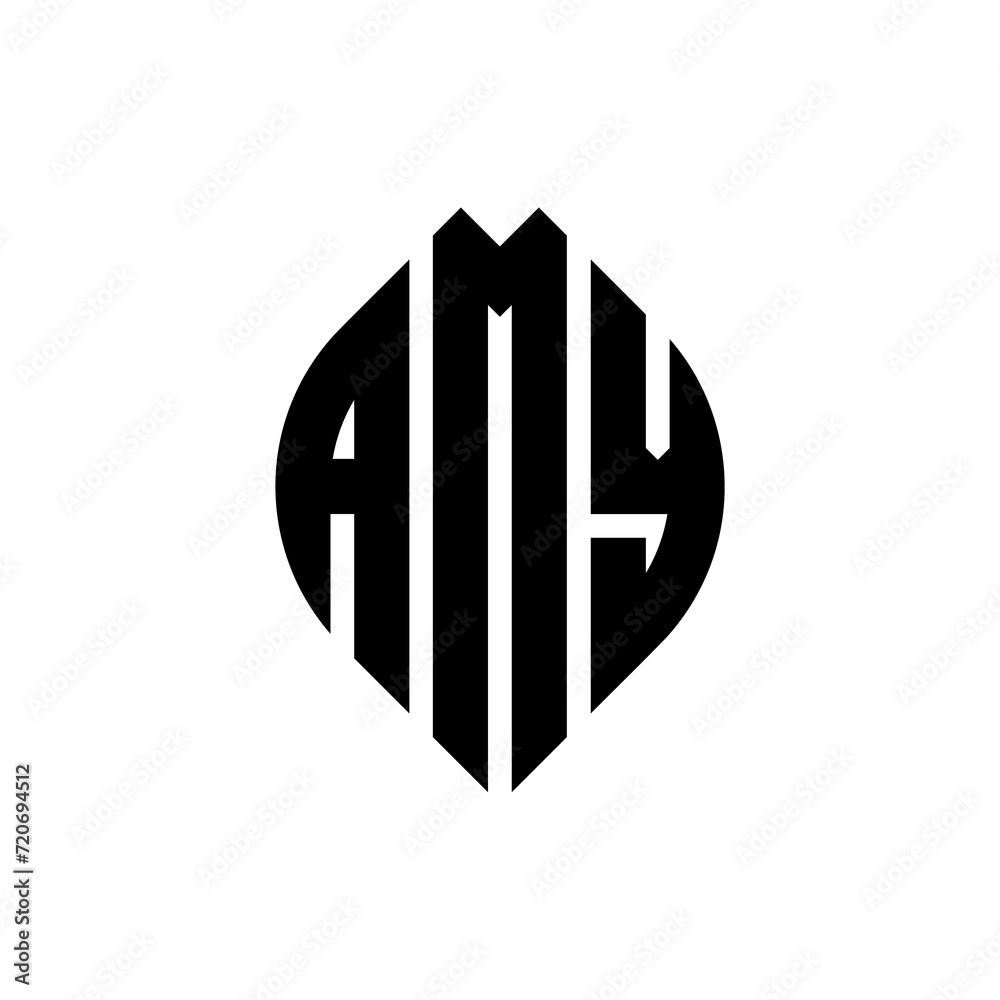 AMY circle letter logo design with circle and ellipse shape. AMY ...