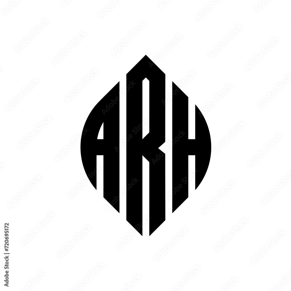 ARH circle letter logo design with circle and ellipse shape. ARH ...