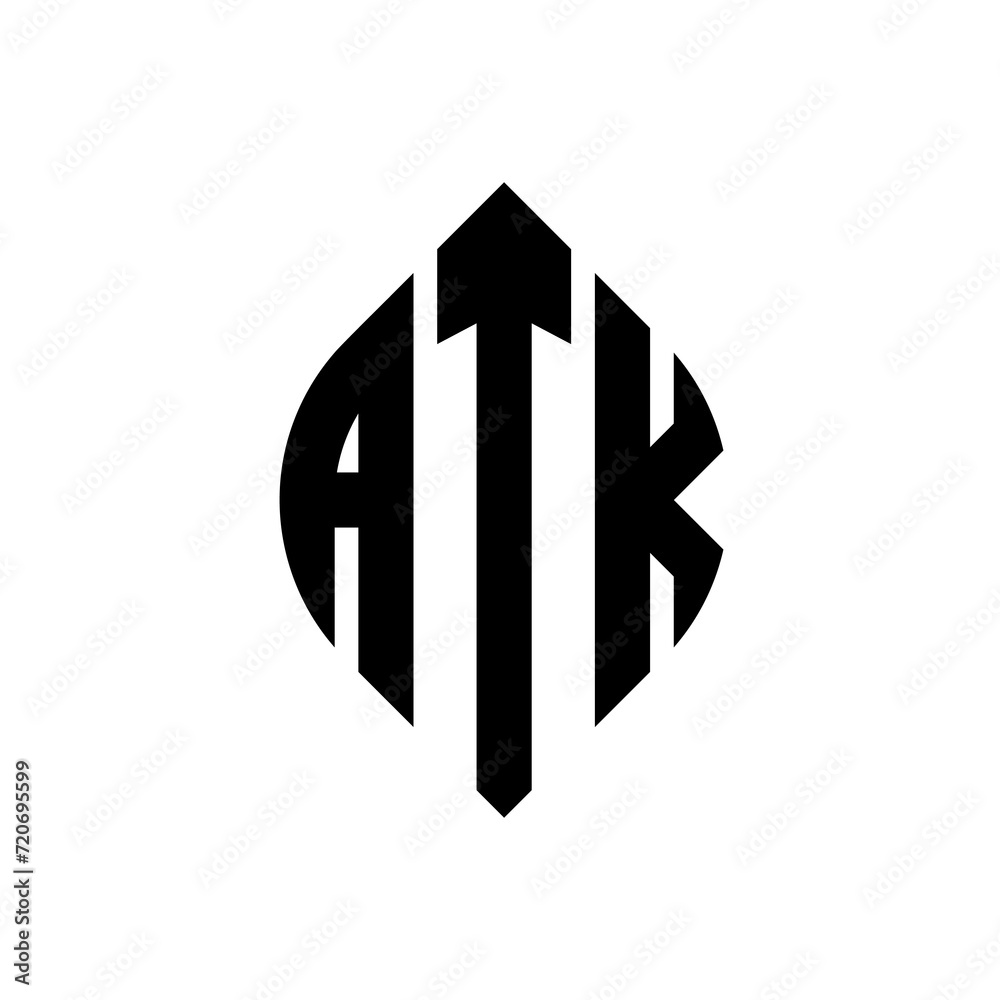 ATK circle letter logo design with circle and ellipse shape. ATK ...