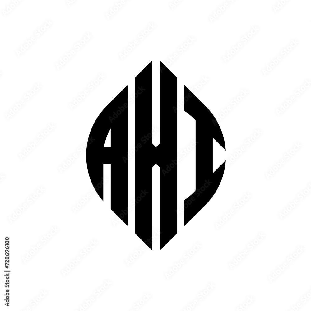 AXI circle letter logo design with circle and ellipse shape. AXI ...
