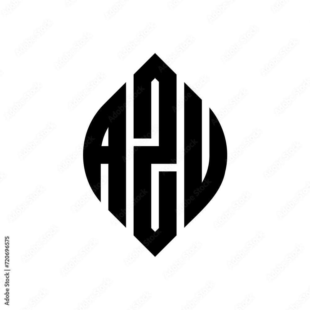 AZU circle letter logo design with circle and ellipse shape. AZU ...