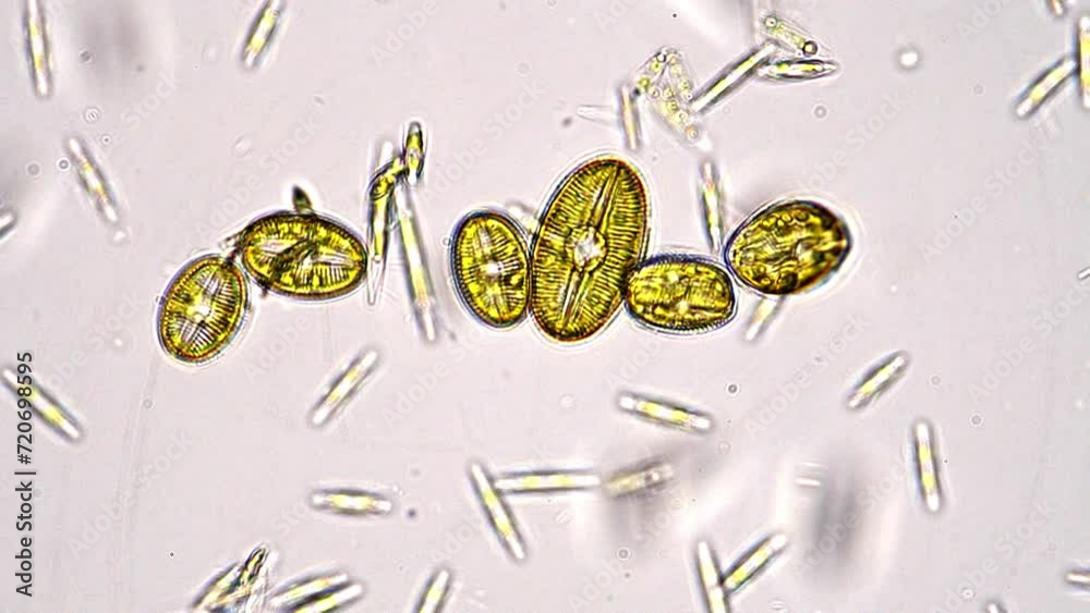 Vidéo Stock Japanese diatoms under the microscope. Brightfield, 400x ...