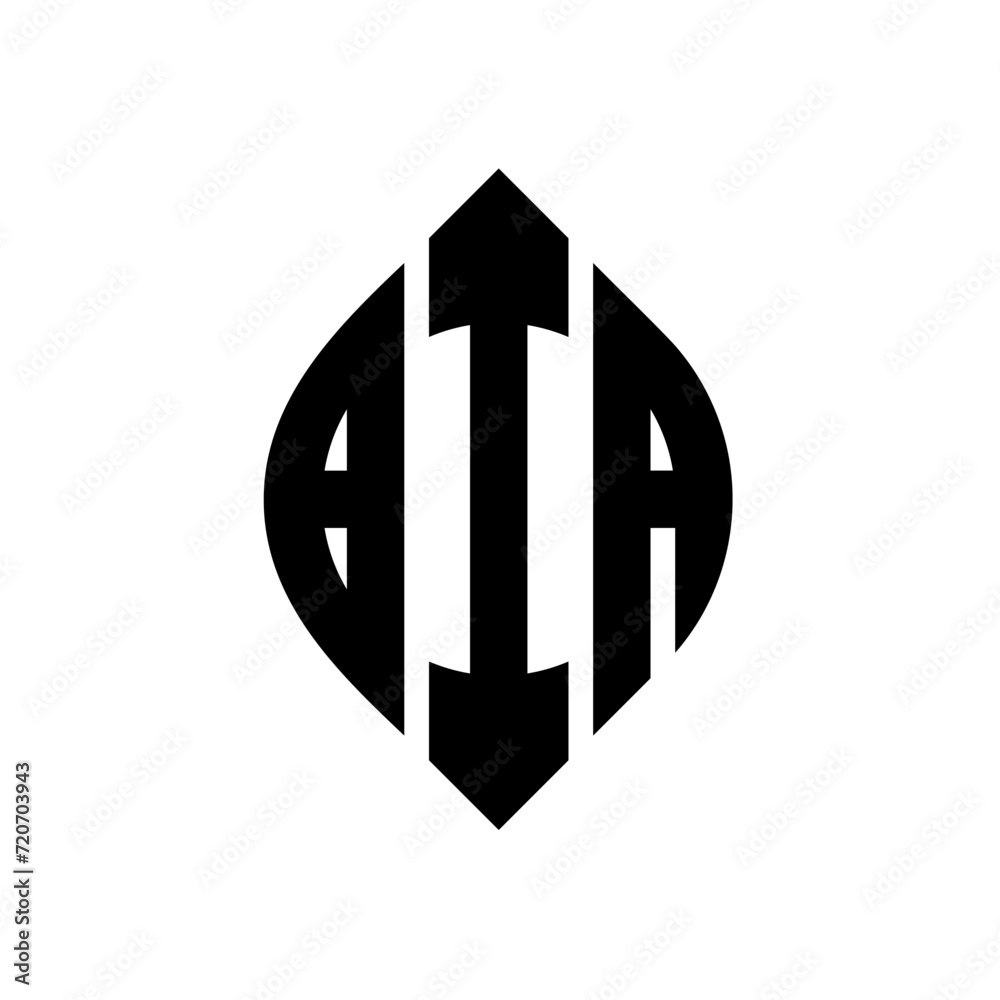 BIA circle letter logo design with circle and ellipse shape. BIA ...