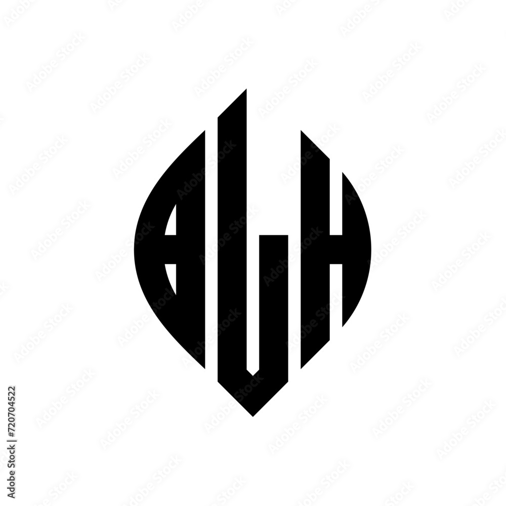 BLH circle letter logo design with circle and ellipse shape. BLH ...