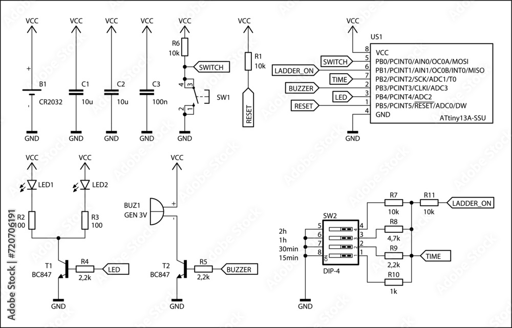 Technical schematic diagram of electronic device. Vector drawing ...
