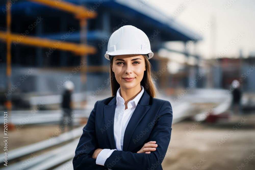 Portrait of a determined woman in the field of structural engineering ...