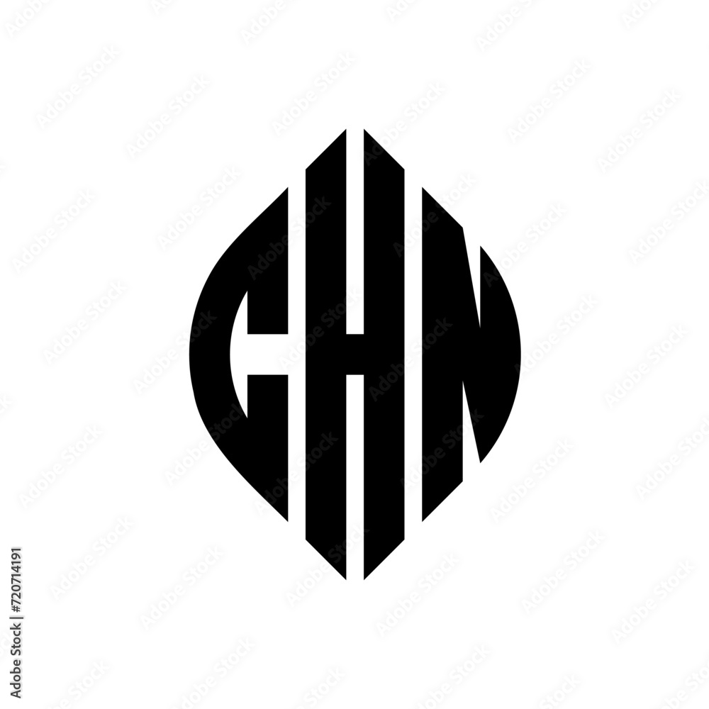 CHN circle letter logo design with circle and ellipse shape. CHN ...