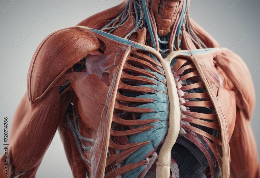 Anatomy human body model inthe class room on white background.Part of ...