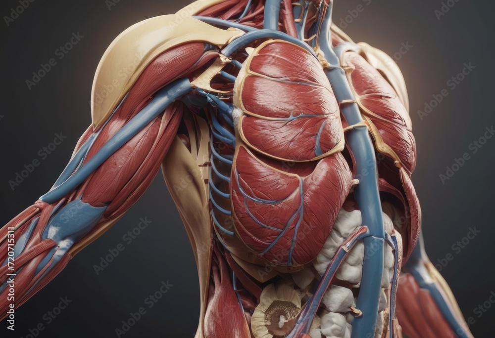 Anatomy human body model inthe class room on white background.Part of ...