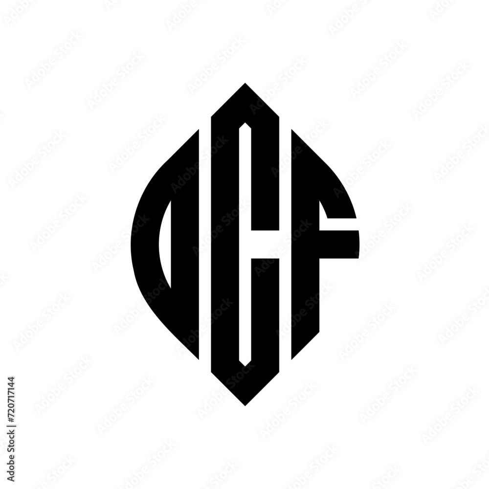 DCF circle letter logo design with circle and ellipse shape. DCF ...