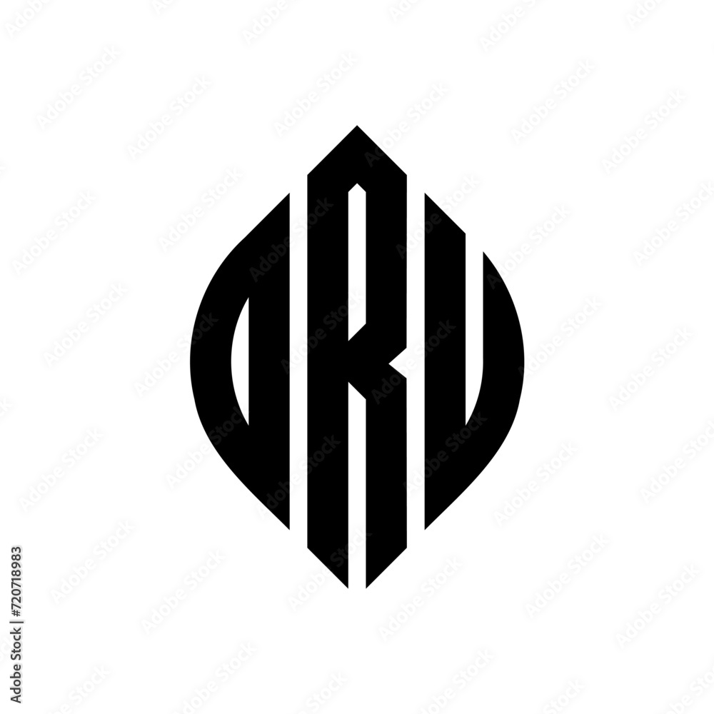 DRU circle letter logo design with circle and ellipse shape. DRU ...