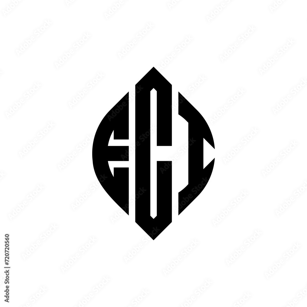 ECI circle letter logo design with circle and ellipse shape. ECI ...