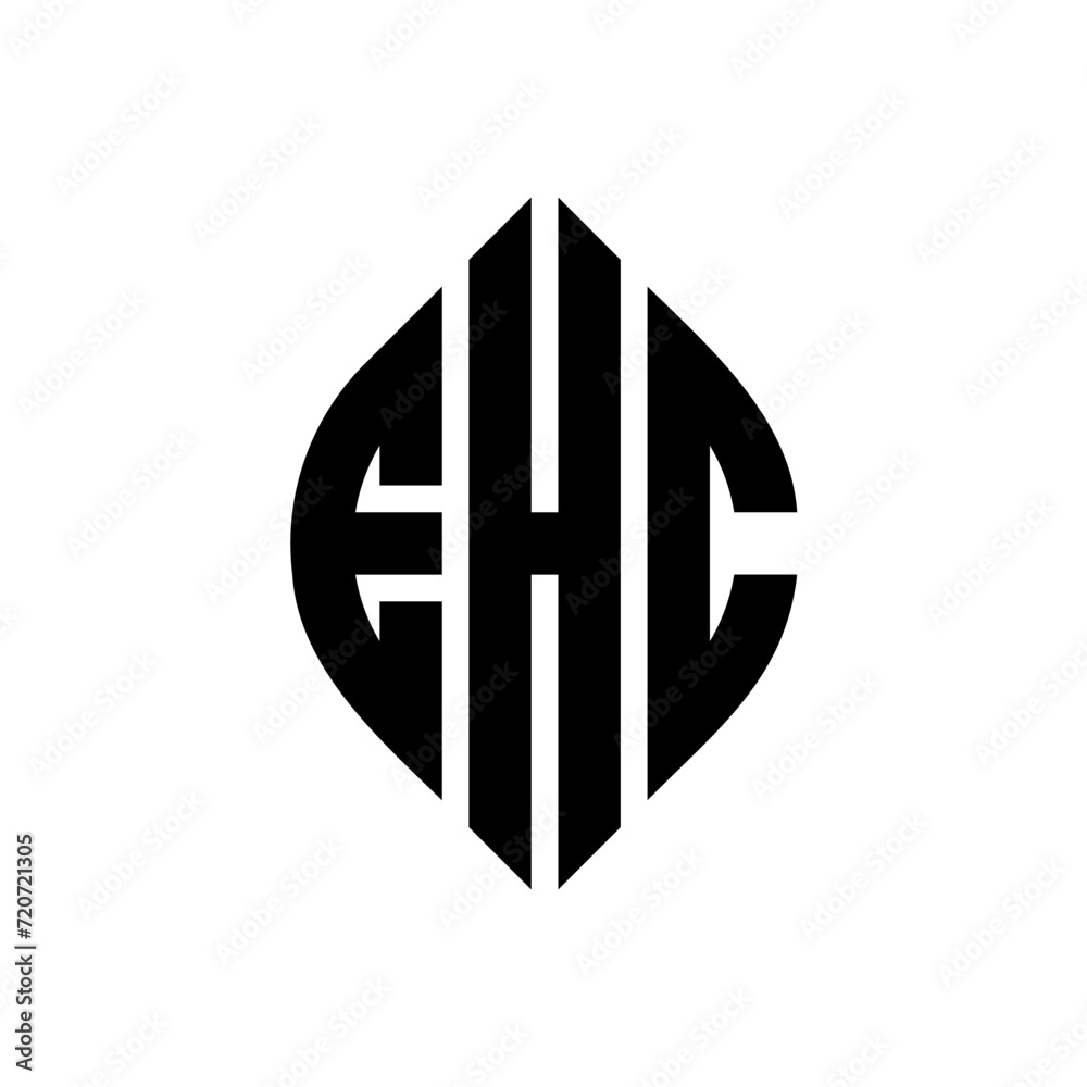 EHC circle letter logo design with circle and ellipse shape. EHC ...