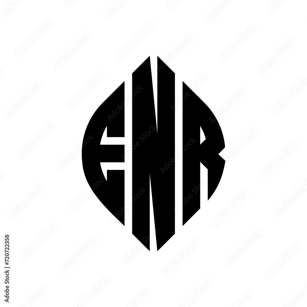 ENR circle letter logo design with circle and ellipse shape. ENR ...