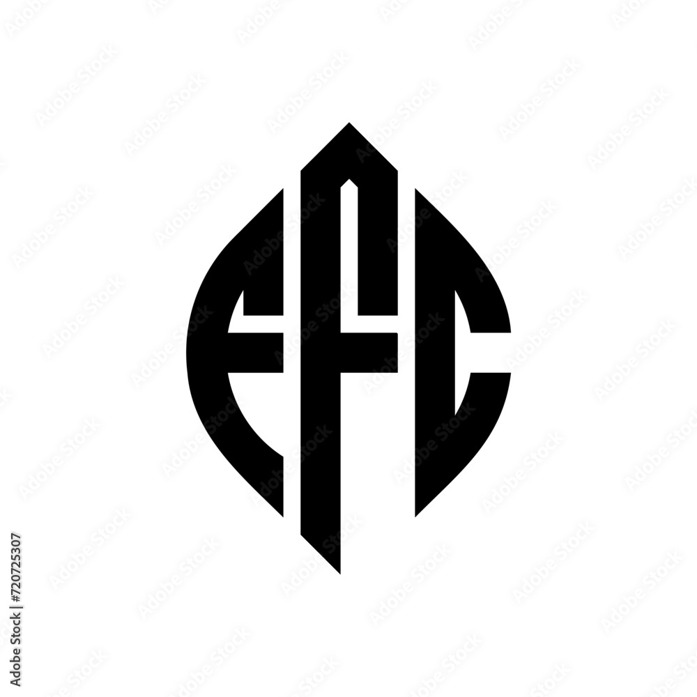 FFC circle letter logo design with circle and ellipse shape. FFC ...