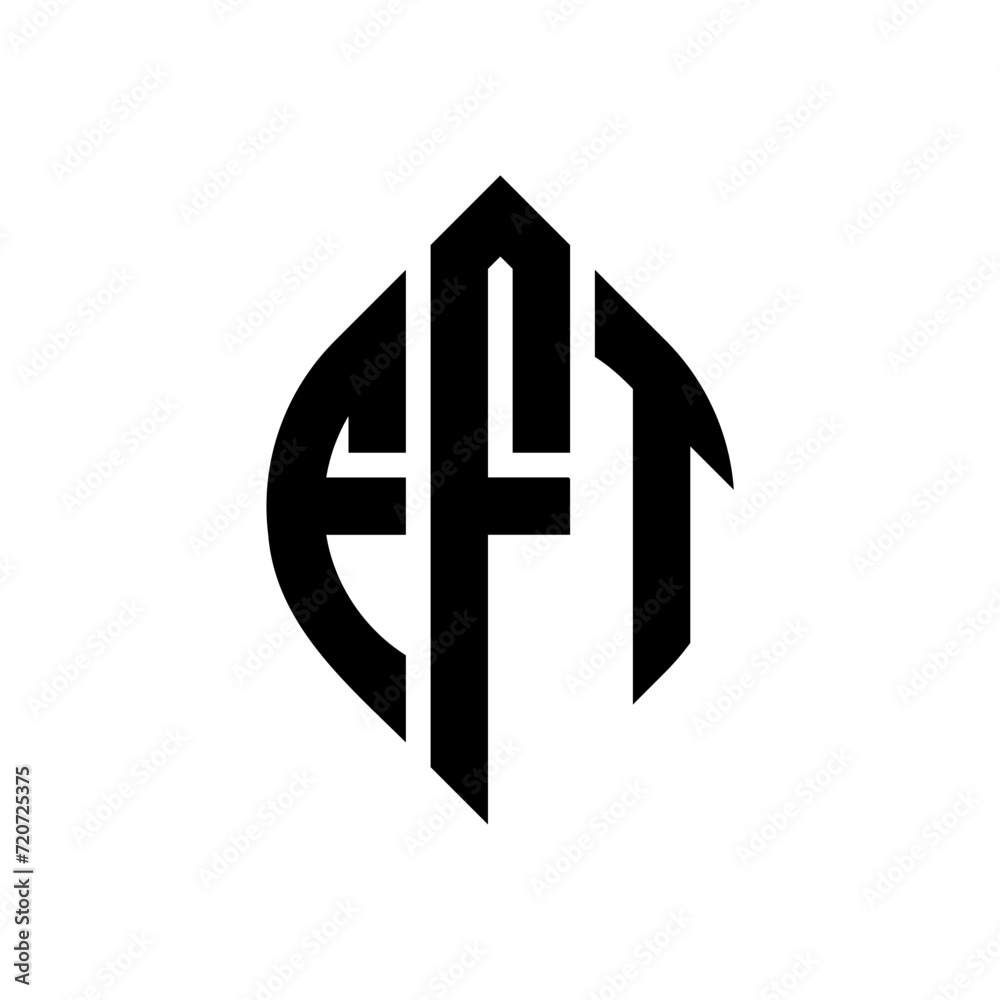 FFT circle letter logo design with circle and ellipse shape. FFT ellipse letters with ...