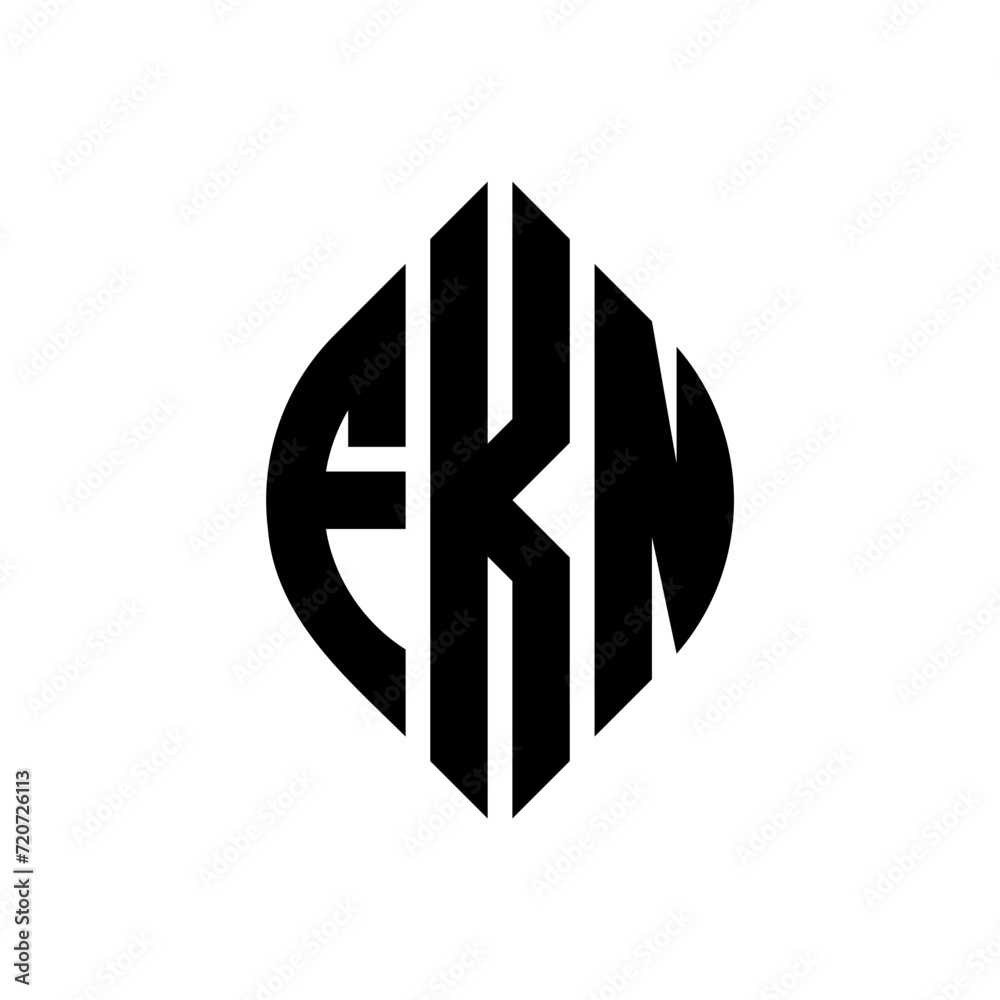 FKN circle letter logo design with circle and ellipse shape. FKN ...