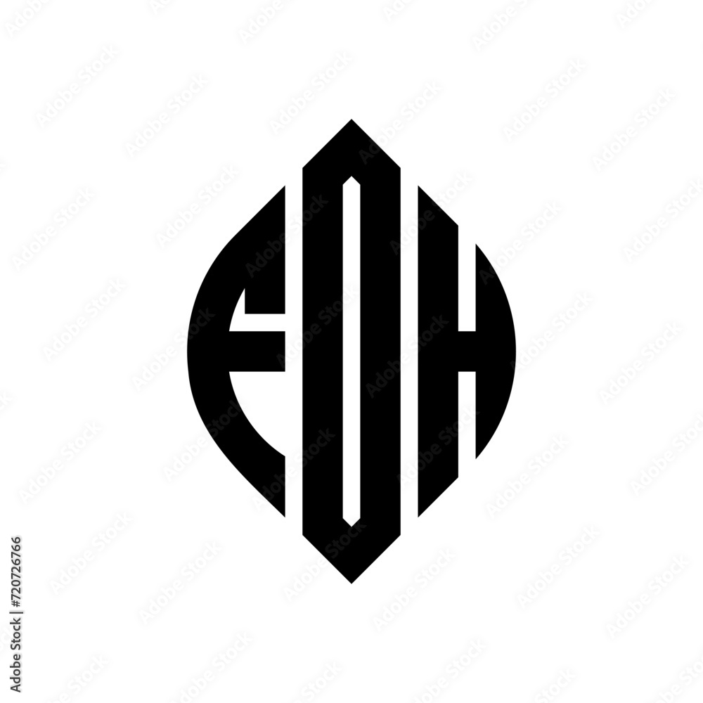 FOH circle letter logo design with circle and ellipse shape. FOH ...