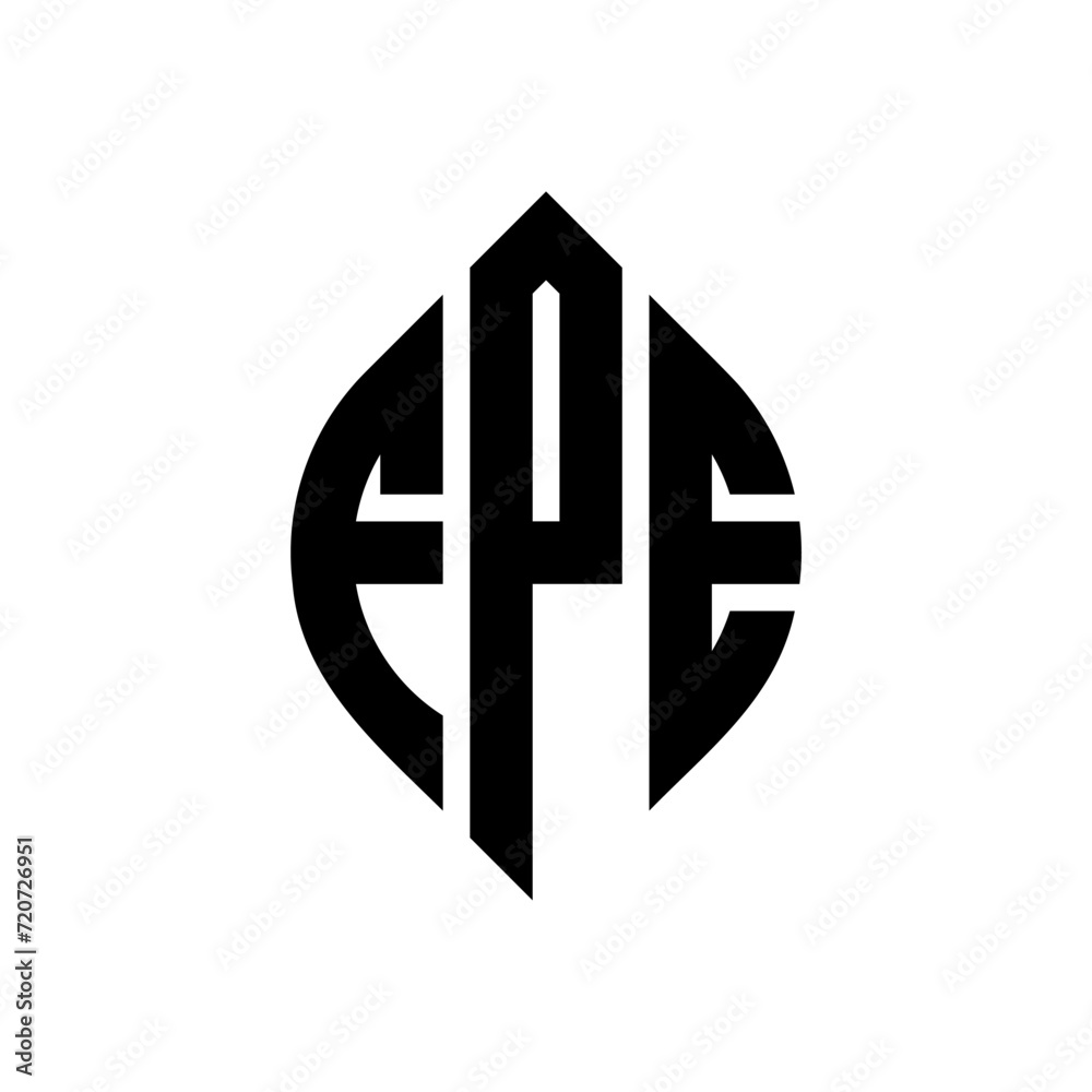 FPE circle letter logo design with circle and ellipse shape. FPE ...