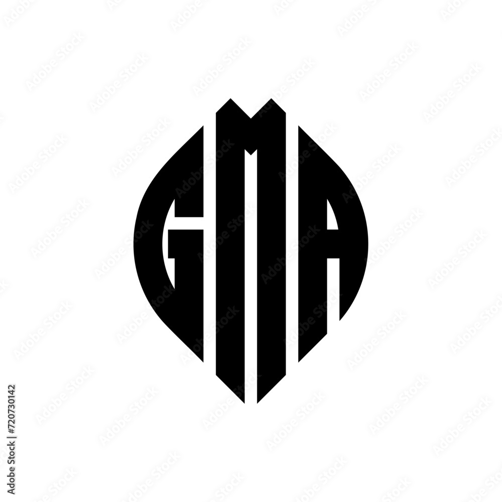GMA circle letter logo design with circle and ellipse shape. GMA ...