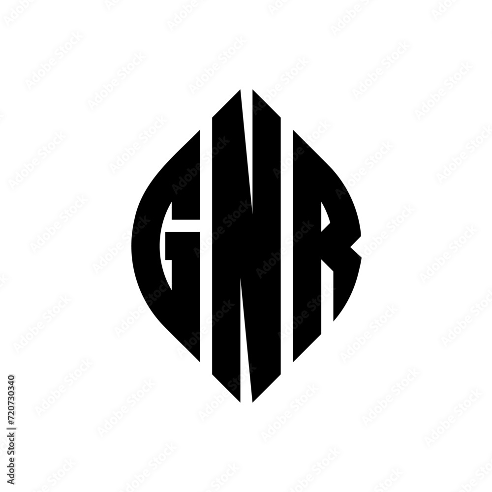 GNR circle letter logo design with circle and ellipse shape. GNR ...